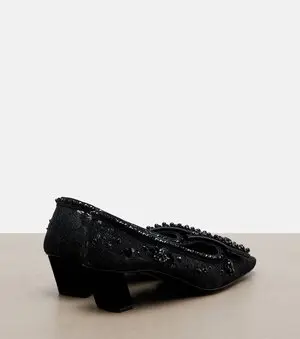 ROGER VIVIER Belle Vivier Embellished Lace Pumps