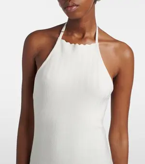 Jacquemus Tablier Knitted Midi Dress - White