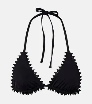 Jacquemus Picot Embroidered Bikini Top Black