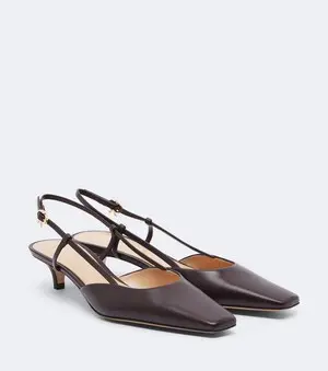 GIANVITO ROSSI Leather Slingback Pumps - Brown