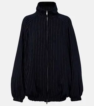THE FRANKIE SHOP Baxter Pinstripe Oversized Jacket - Blue