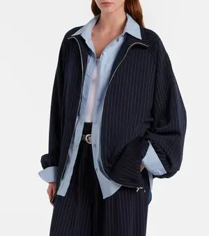 THE FRANKIE SHOP Baxter Pinstripe Oversized Jacket - Blue