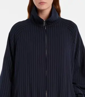 THE FRANKIE SHOP Baxter Pinstripe Oversized Jacket - Blue