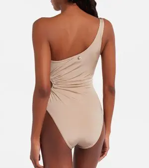 Max Mara Canarie Ruched One-shoulder Swimsuit - Beige