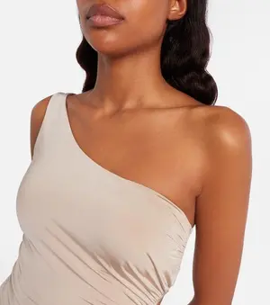 Max Mara Canarie Ruched One-shoulder Swimsuit - Beige
