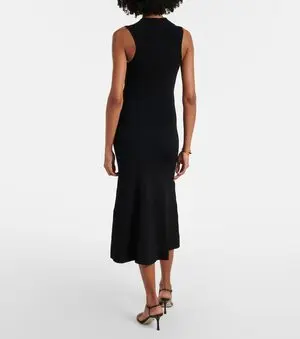 Victoria Beckham Mira Ribbed-knit Midi Dress - Black