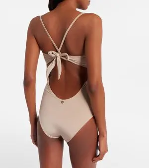Max Mara Ruched Halterneck One-piece Swimsuit - Beige