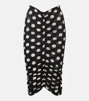 MONTCE Polka-dot Mesh Midi Skirt - Black