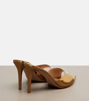 GIANVITO ROSSI Elle Metallic Leather Mules