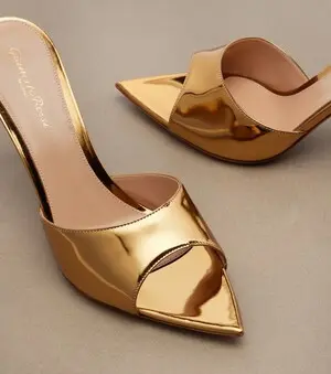 GIANVITO ROSSI Elle Metallic Leather Mules