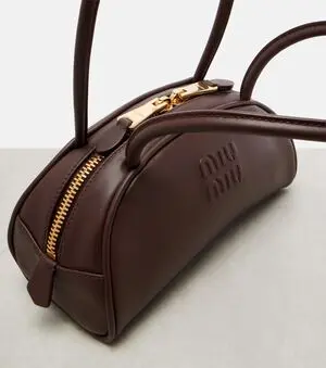 Miu Miu Small Leather Bowling Bag - Brown