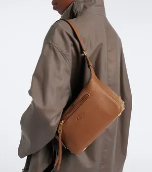 TOD'S Metal Dots Mini Leather Shoulder Bag - Brown
