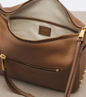 TOD'S Metal Dots Mini Leather Shoulder Bag - Brown
