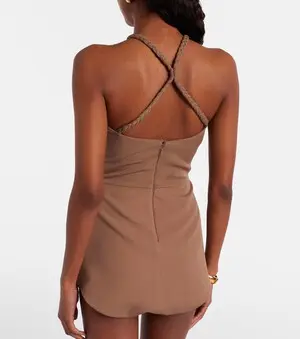 Elie Saab Gathered Silk Georgette Bodysuit