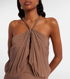 Elie Saab Gathered Silk Georgette Bodysuit