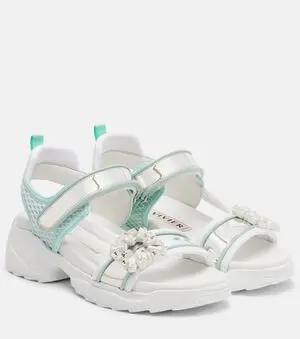 ROGER VIVIER Viv' Run Embellished Sandals - White