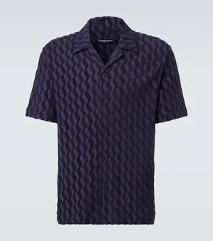 Frescobol Carioca Roberto Cotton-blend Terry Cuban Shirt - Blue