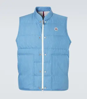 Moncler Heceta Denim Down Vest - Blue