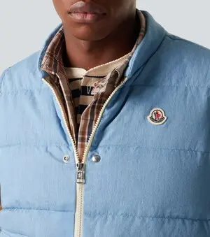 Moncler Heceta Denim Down Vest - Blue