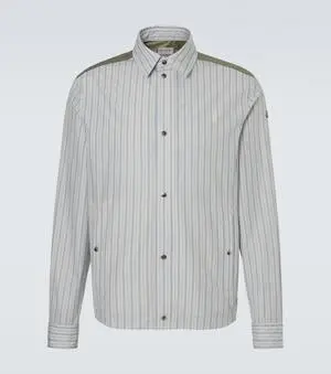Moncler Striped Cotton Poplin Zip-up Shirt