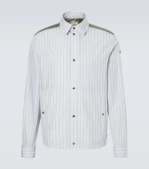 Moncler Striped Cotton Poplin Zip-up Shirt - Blue