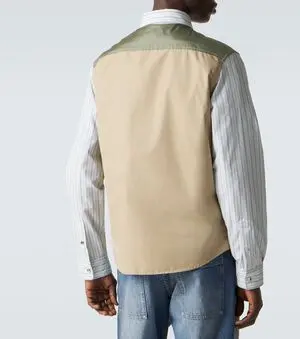 Moncler Striped Cotton Poplin Zip-up Shirt