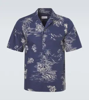 Moncler Floral Cotton Poplin Bowling Shirt - Blue