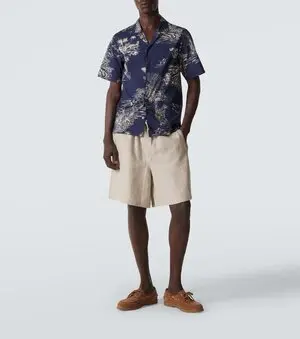 Moncler Floral Cotton Poplin Bowling Shirt - Blue