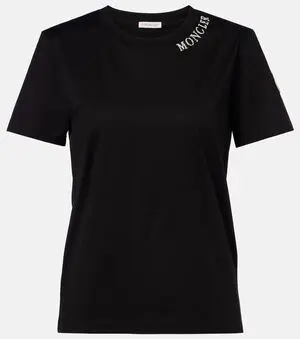 Moncler Logo Cotton Jersey T-shirt - Black