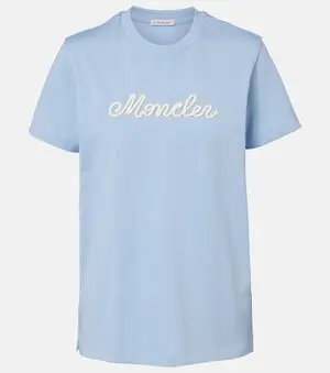 Moncler Logo Cotton Jersey T-shirt - Blue