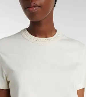 Moncler Crochet-trimmed Cotton T-shirt - White