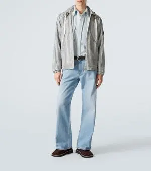 Moncler Havas Striped Poplin Blouson Jacket - Blue