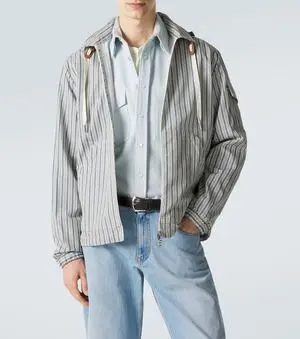 Moncler Havas Striped Poplin Blouson Jacket - Blue