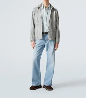 Moncler Havas Striped Poplin Blouson Jacket - Blue
