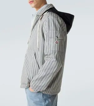 Moncler Havas Striped Poplin Blouson Jacket - Blue