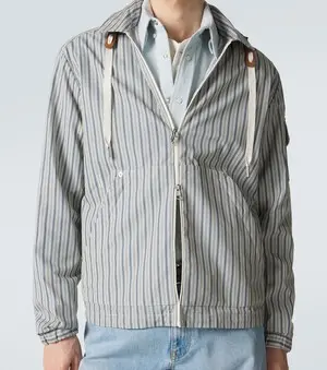 Moncler Havas Striped Poplin Blouson Jacket - Blue