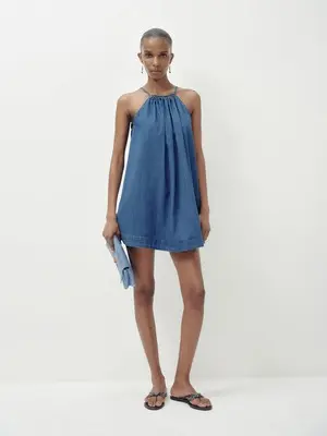 REFORMATION Paisley Denim Mini Dress - Blue