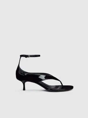 REFORMATION Stef Heeled Sandal Patent - Black