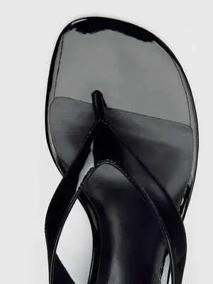 REFORMATION Stef Heeled Sandal Patent - Black