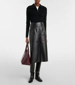 Victoria Beckham Mila Ribbed-knit Zip-up Top - Black