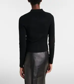 Victoria Beckham Mila Ribbed-knit Zip-up Top - Black