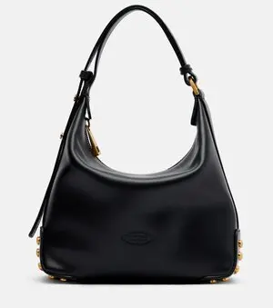 TOD'S Metal Dots Mini Leather Shoulder Bag - Black