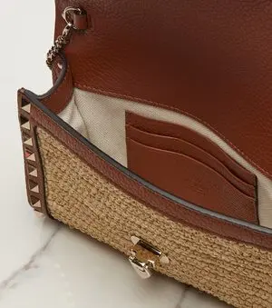 Valentino Garavani Rockstud Mini Raffia Shoulder Bag
