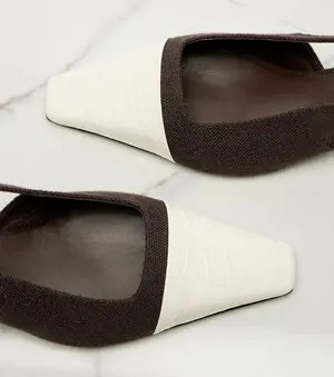 TOD'S Leather-trimmed Canvas Slingback Pumps - Brown