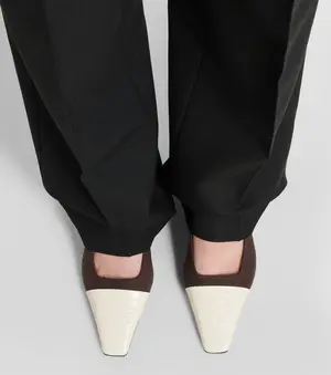 TOD'S Leather-trimmed Canvas Slingback Pumps - Brown
