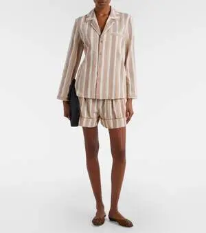 Saint Laurent Striped Cotton Shorts