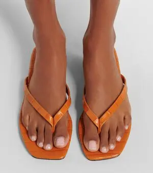TOTEME Croc-effect Leather Thong Sandals