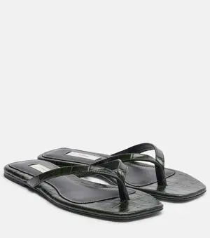 TOTEME Croc-effect Leather Thong Sandals