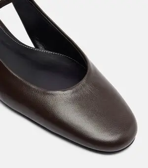 TOTEME Leather Mary Jane Flats - Brown