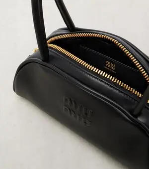 Miu Miu Beau Small Leather Bowling Bag - Black
